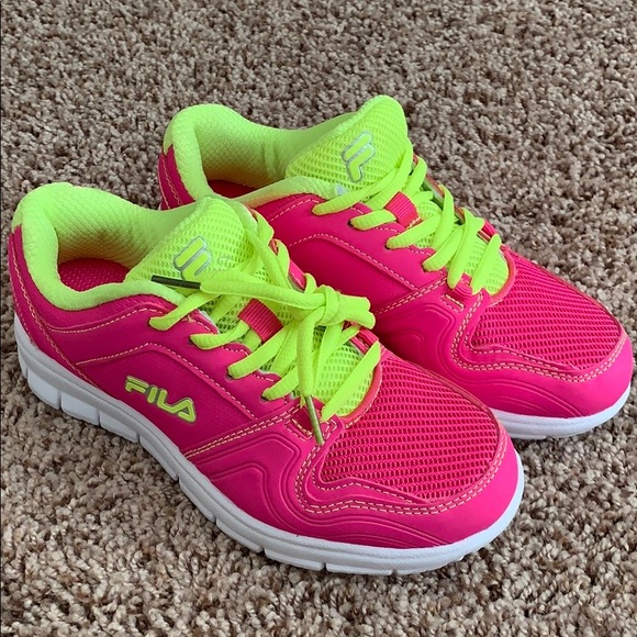 Fila | Shoes | Fila Bright Pink And Green Sneakers For Girls | Poshmark
